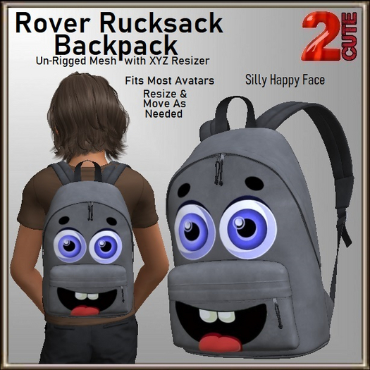 Second Life Marketplace - Rover Rucksack-Backpack [2cute] Silly Happy Face